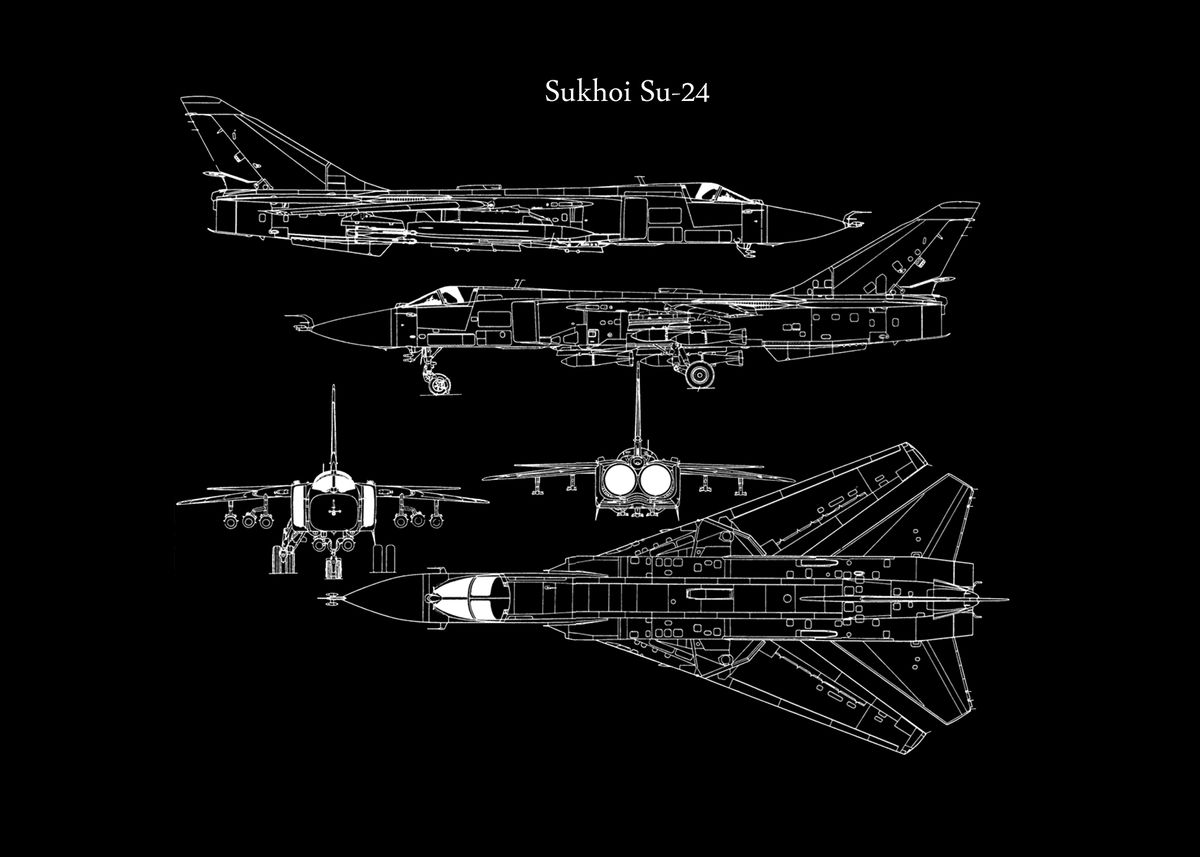 'Sukhoi Su 24' Poster, picture, metal print, paint by Mod Yof | Displate