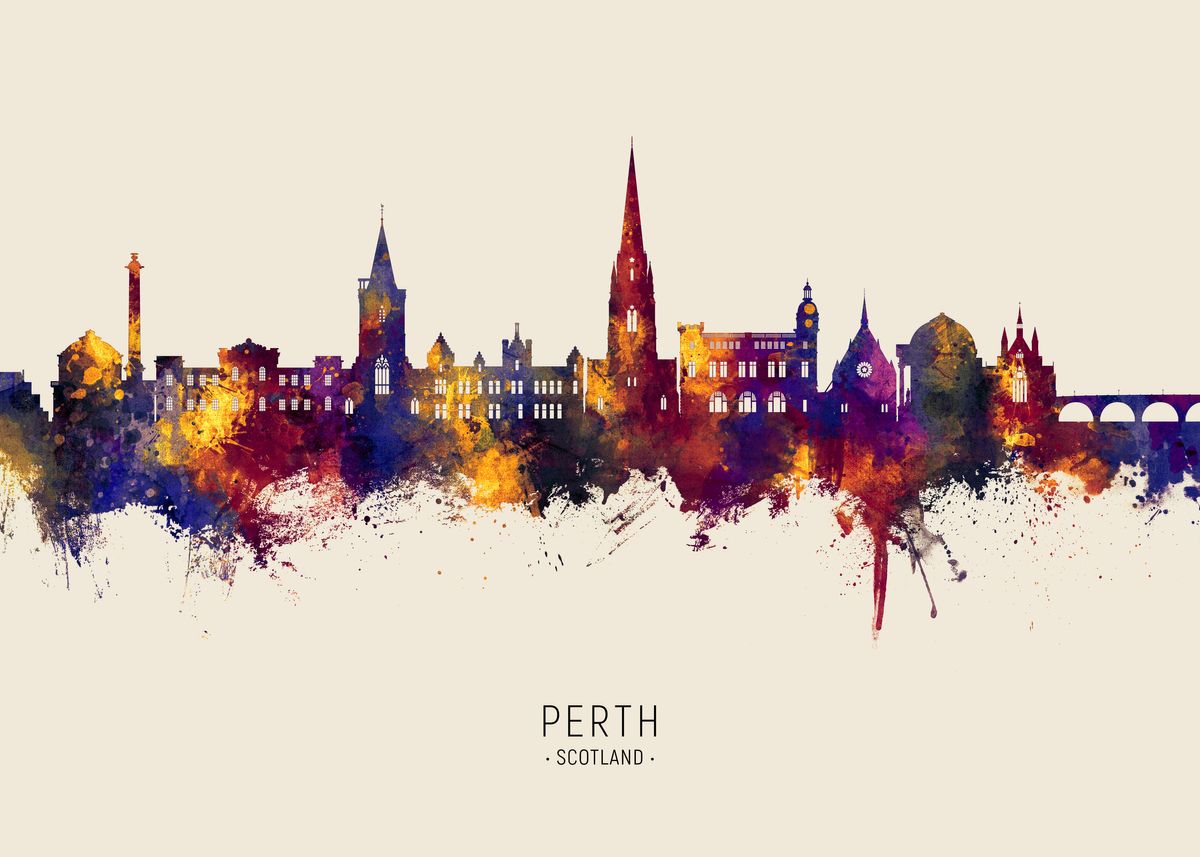 'Perth Skyline Scotland' Poster by Michael Tompsett | Displate
