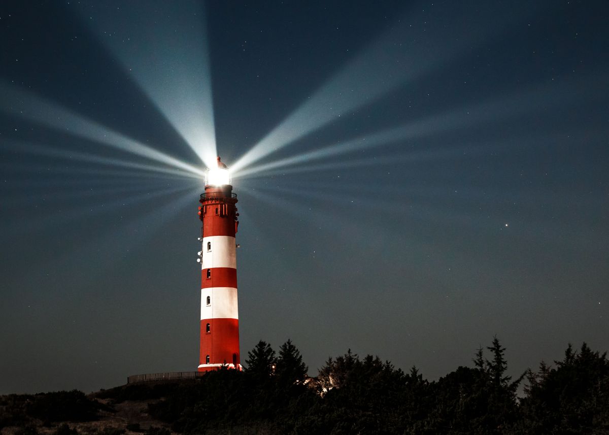 'Lighthouse Amrum night' Poster, picture, metal print, paint by Oliver ...