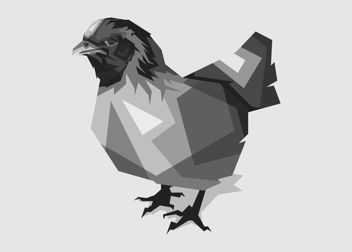 'Chicken Hen Grayscale' Poster, picture, metal print, paint by Rizky ...