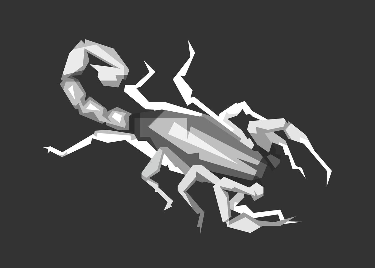 'Grayscale Scorpion WPAP ' Poster, picture, metal print, paint by Rizky ...