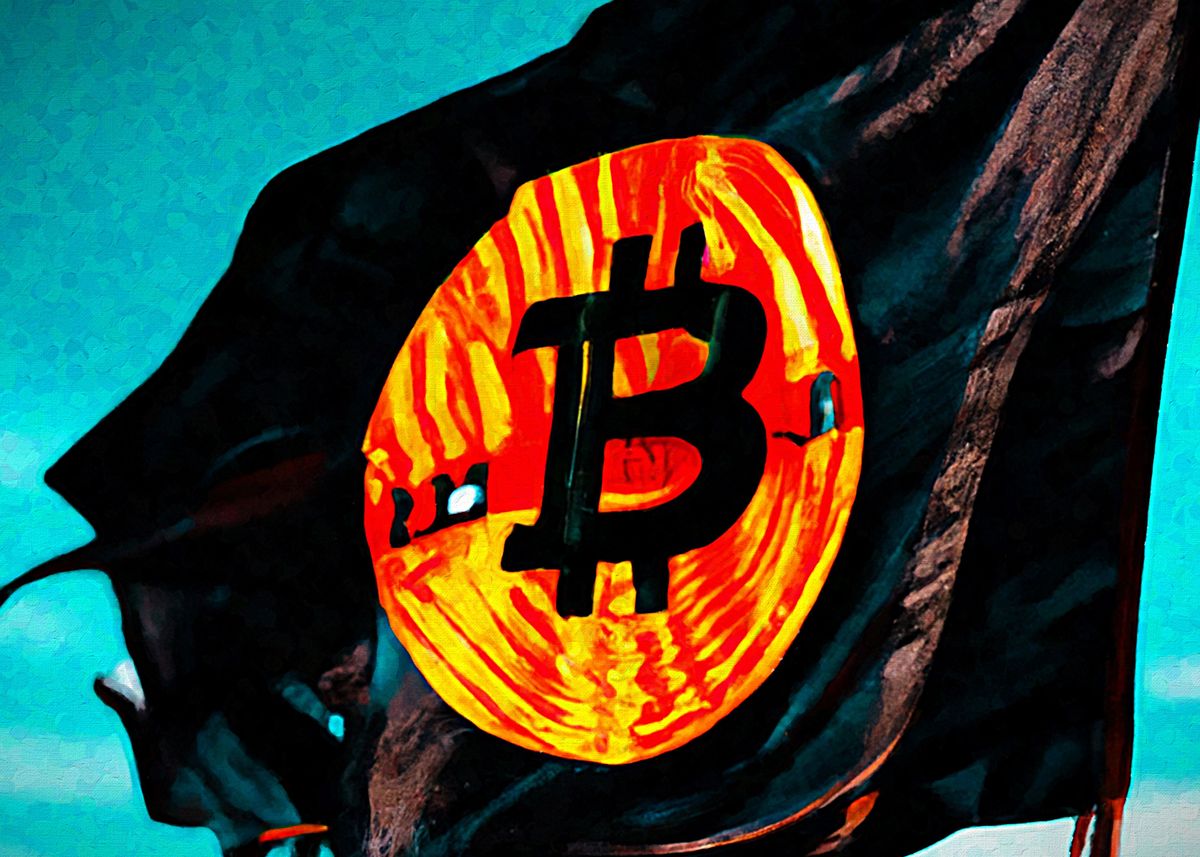 'Flag bitcoin logo 1' Poster, picture, metal print, paint by Pop Shop ...