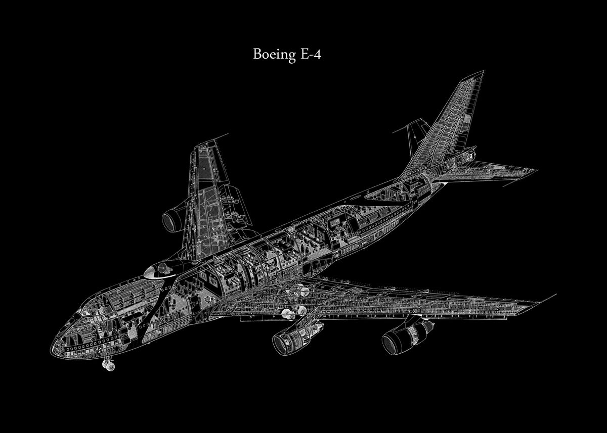 'Boeing E 4' Poster, picture, metal print, paint by Mod Yof | Displate