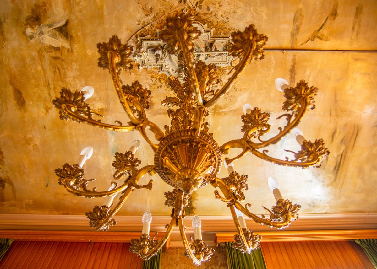 'Gold chandelier' Poster, picture, metal print, paint by Nicolas ...
