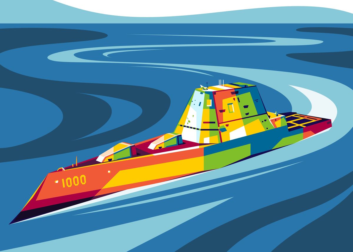 'USS Zumwalt' Poster, picture, metal print, paint by Lintang Wicaksono ...
