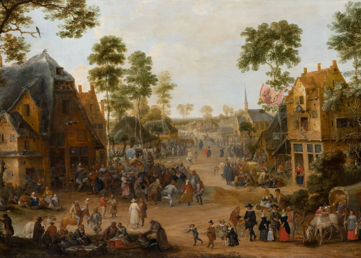 'Village Church Festival' Poster, picture, metal print, paint by ...