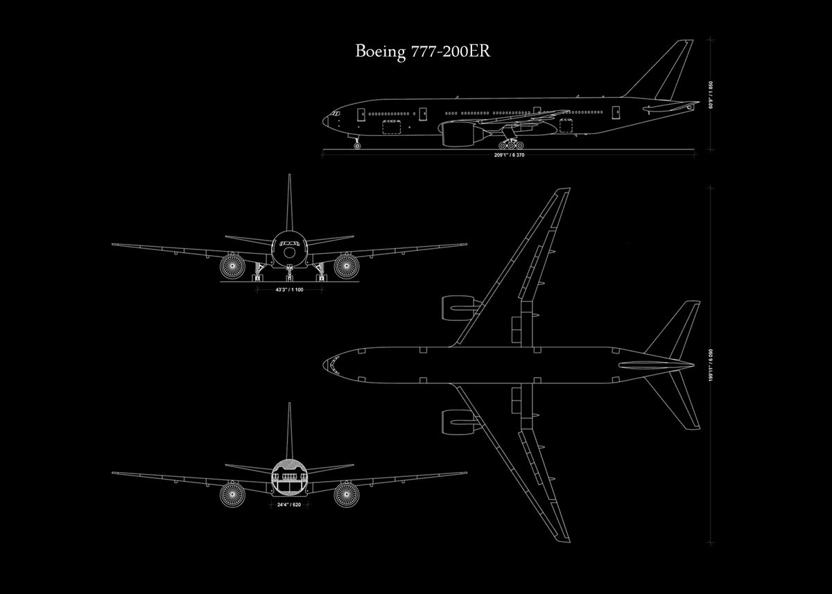 'Boeing 777 200ER' Poster, picture, metal print, paint by Mod Yof ...