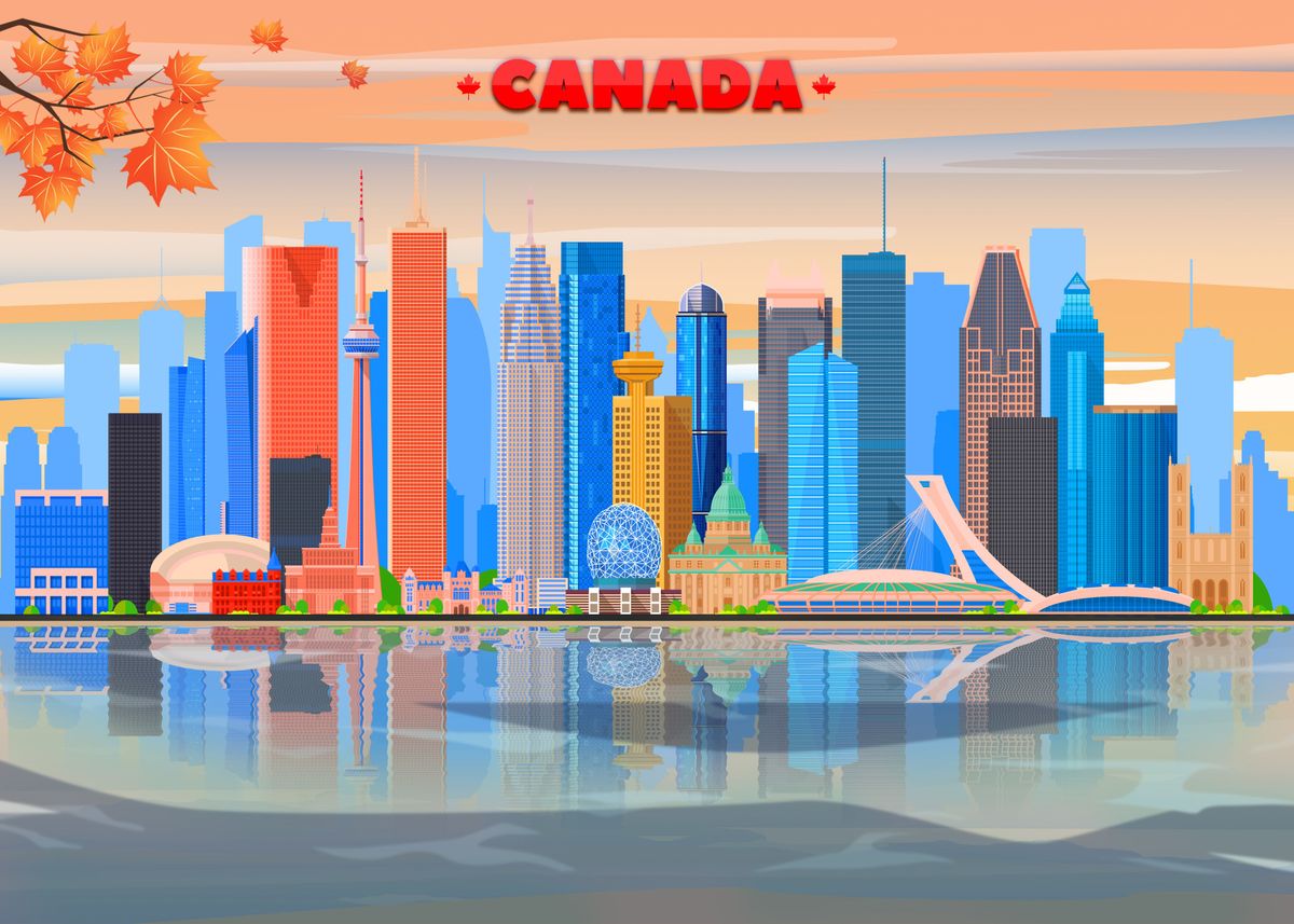 'Travel Canada Skyline' Poster by All of Posters Official | Displate