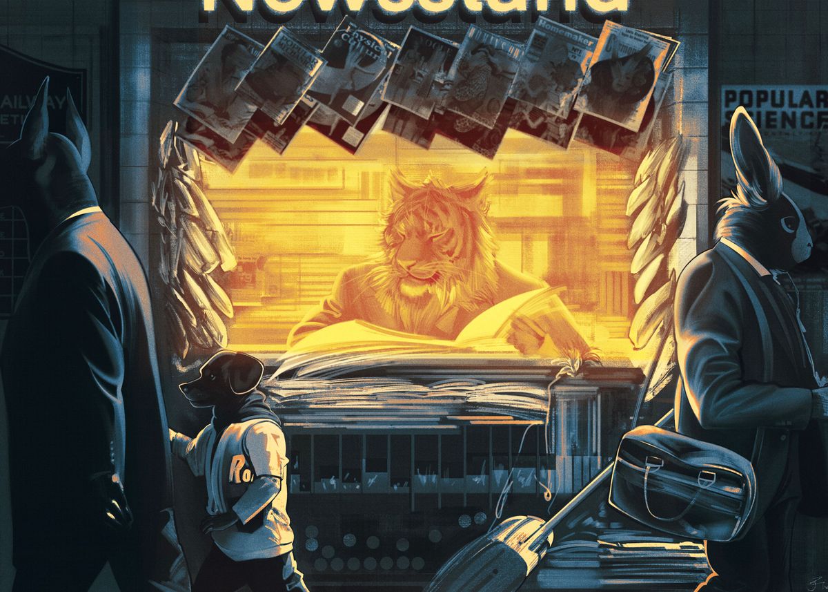 'The Newspaper Stand' Poster, picture, metal print, paint by Zi Xu ...