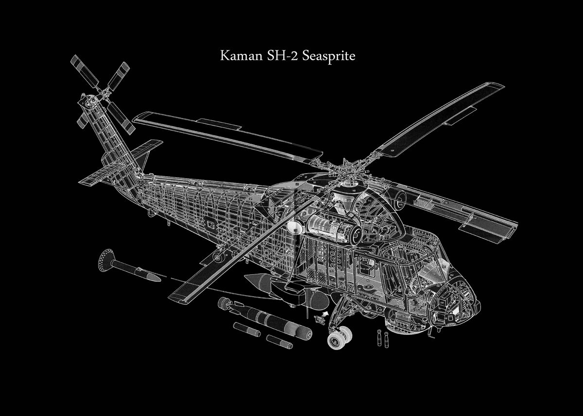 'Kaman SH2 Seasprite' Poster, picture, metal print, paint by Mod Yof ...