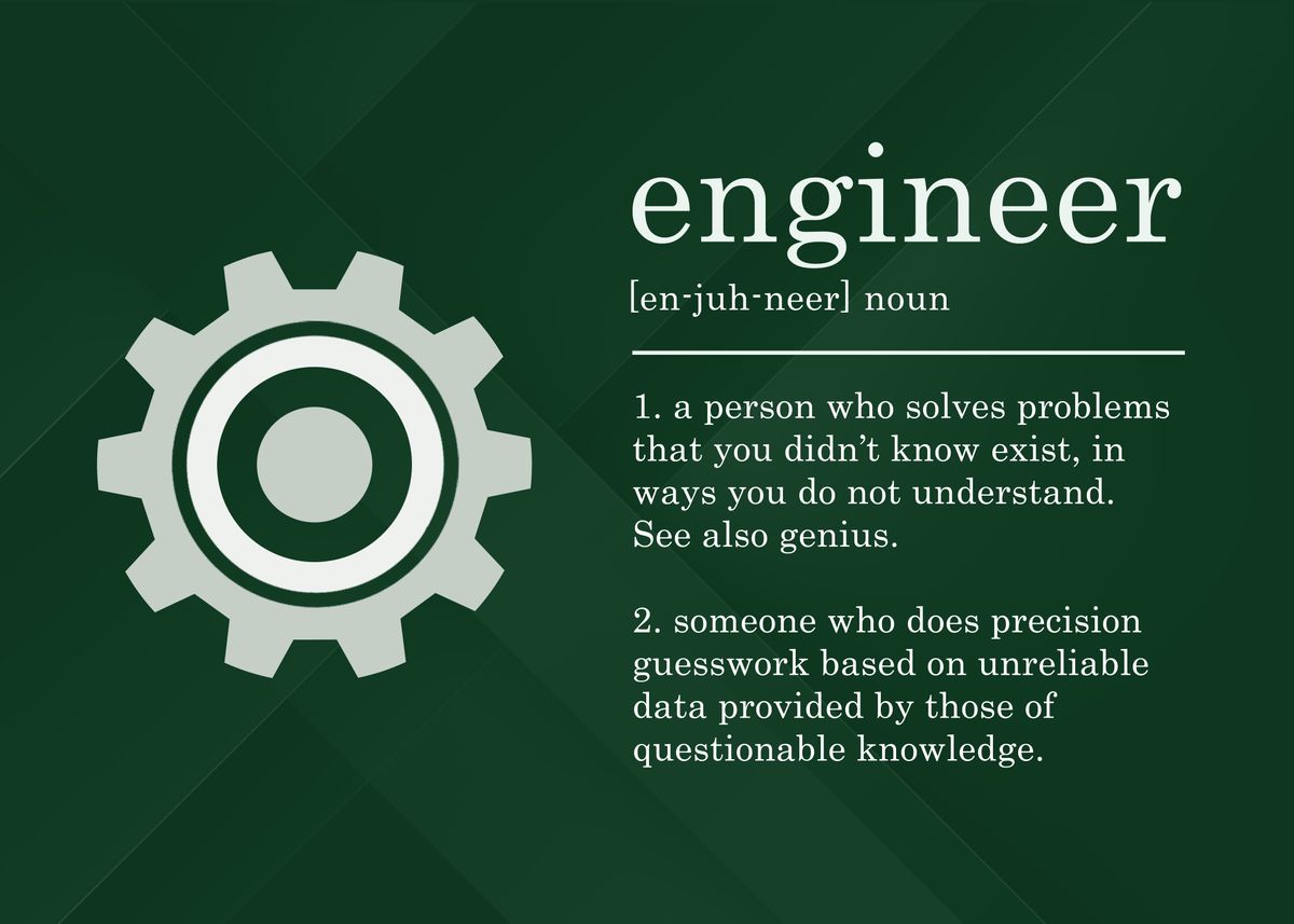 'Funny Engineer Definition' Poster, picture, metal print, paint by ...