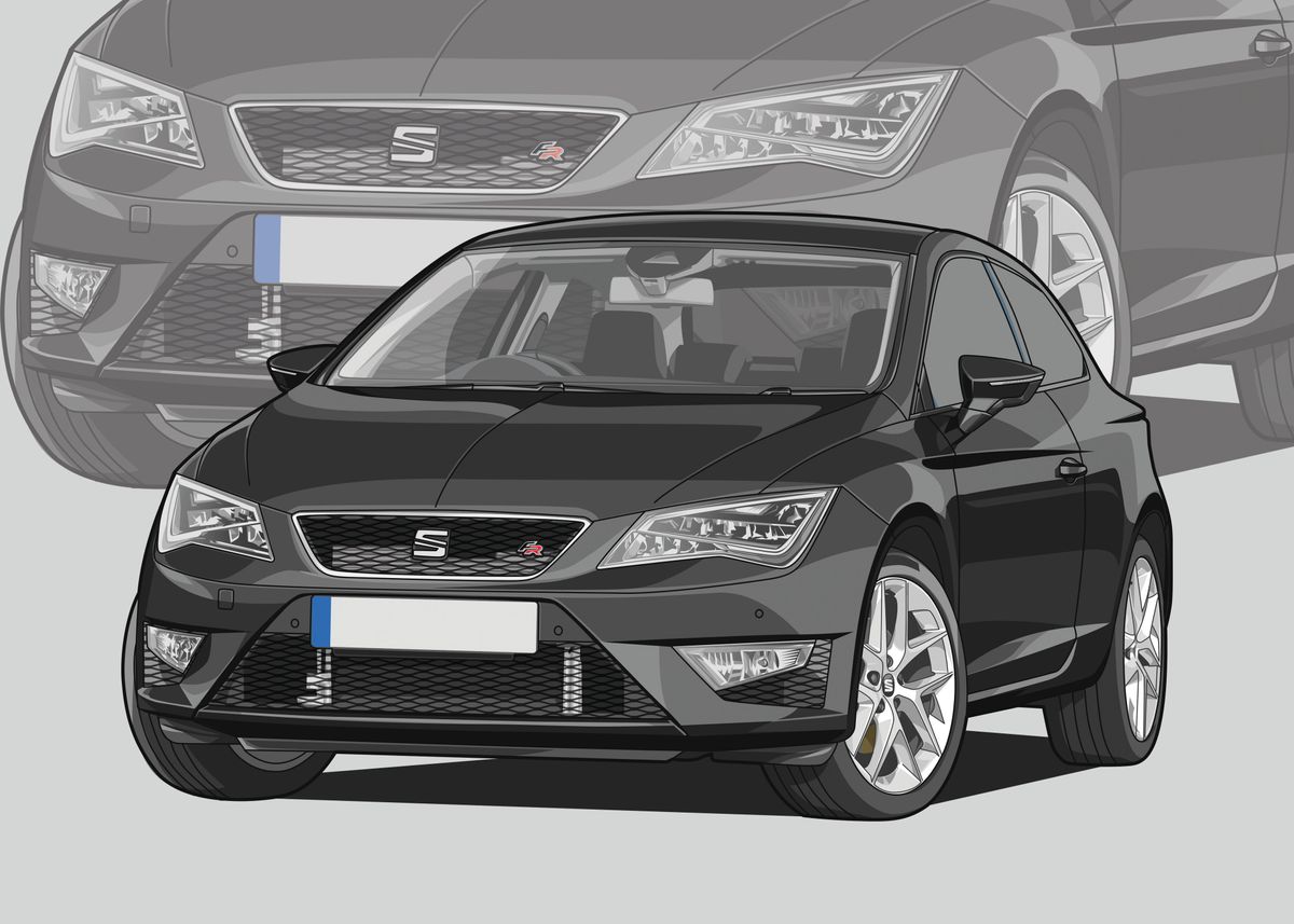 'seat leon fr black' Poster, picture, metal print, paint by capture art ...