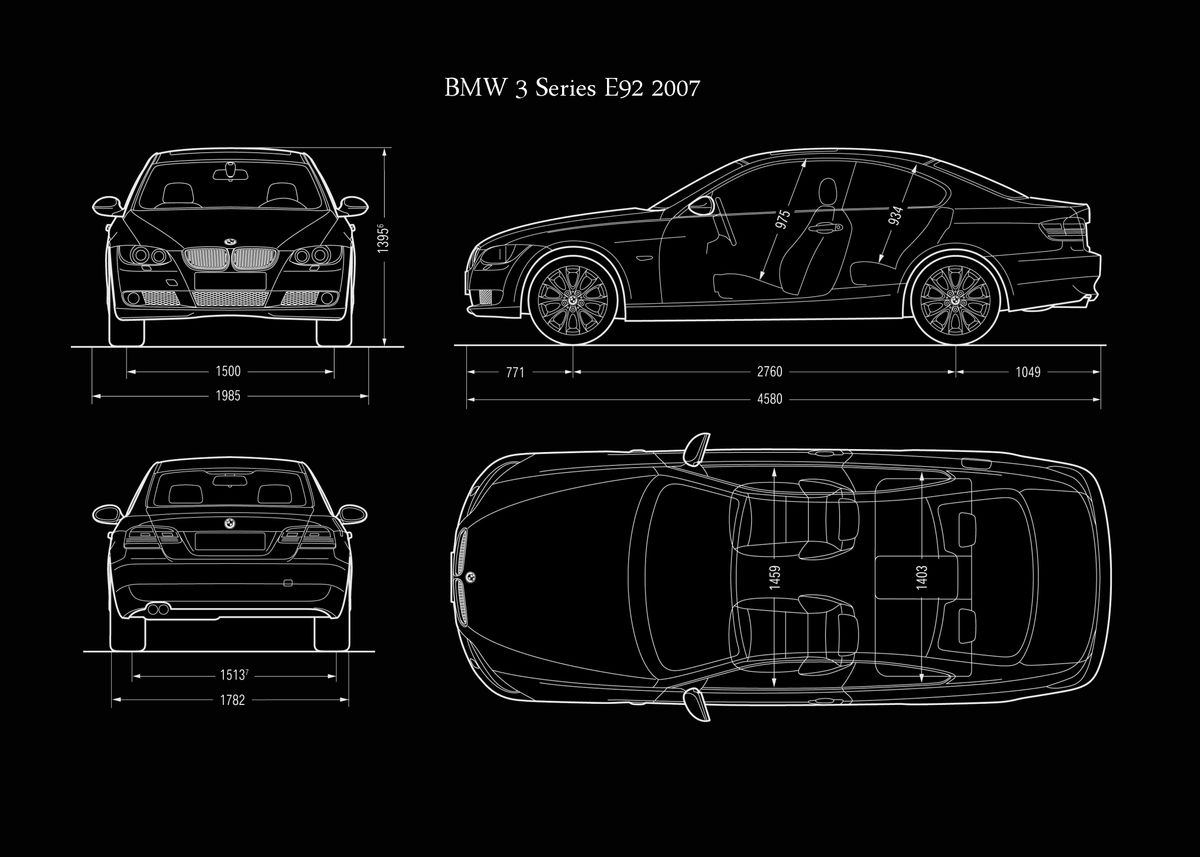 'BMW 3 Series E92 2007' Poster, picture, metal print, paint by ke ke ...