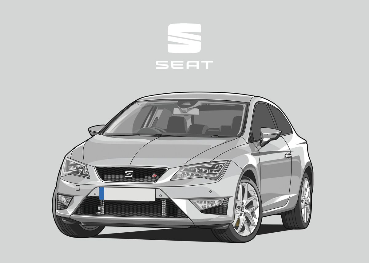 'seat leon fr white' Poster by capture art | Displate