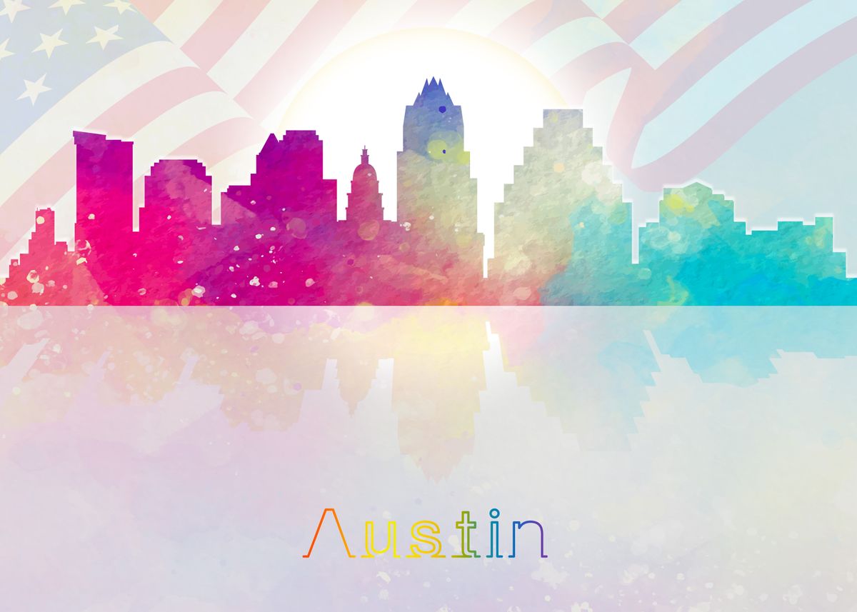 'Austin USA' Poster, picture, metal print, paint by Farwell Florentino ...