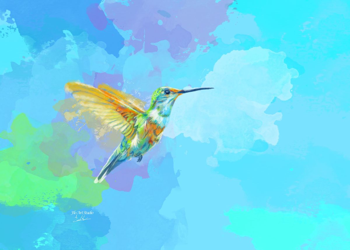'Colorful Hummingbird' Poster, picture, metal print, paint by Flo Art ...