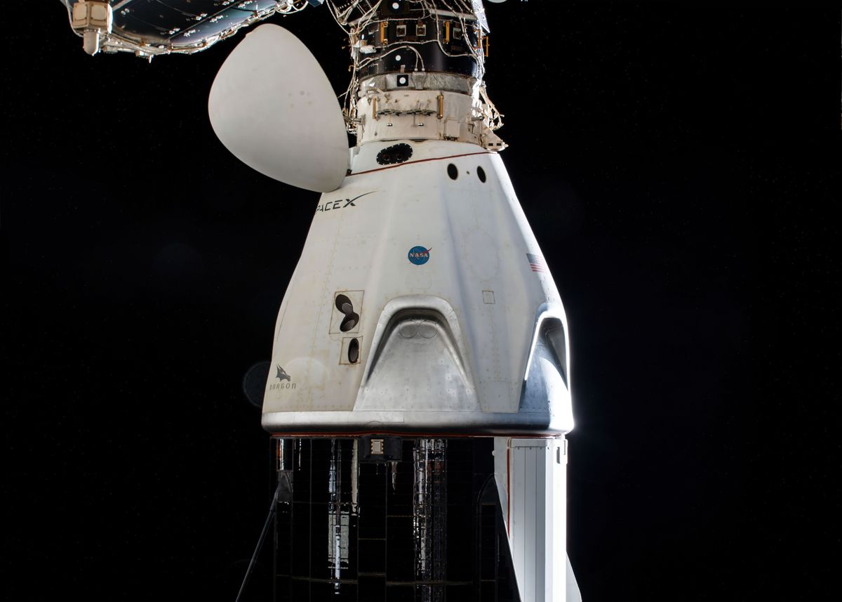 'Dragon docked to ISS' Poster, picture, metal print, paint by Galaxy ...