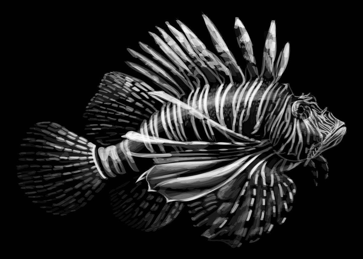 'Lionfish' Poster, picture, metal print, paint by Bramcrye | Displate