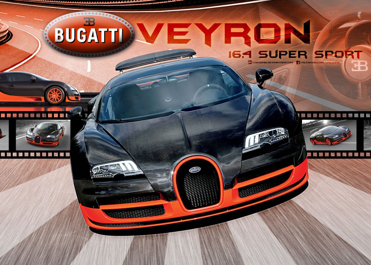 'Bugatti Veyron ' Poster, picture, metal print, paint by jack li | Displate