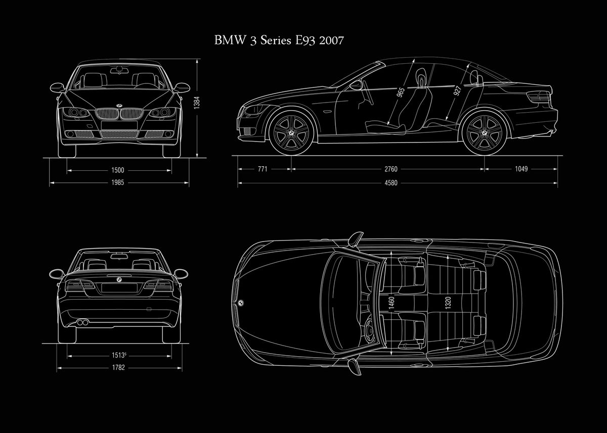'BMW 3 Series E93 2007' Poster, picture, metal print, paint by ke ke ...