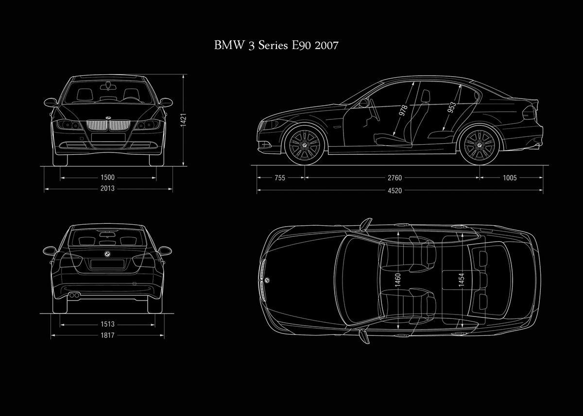 'BMW 3 Series E90 2007' Poster, picture, metal print, paint by ke ke ...