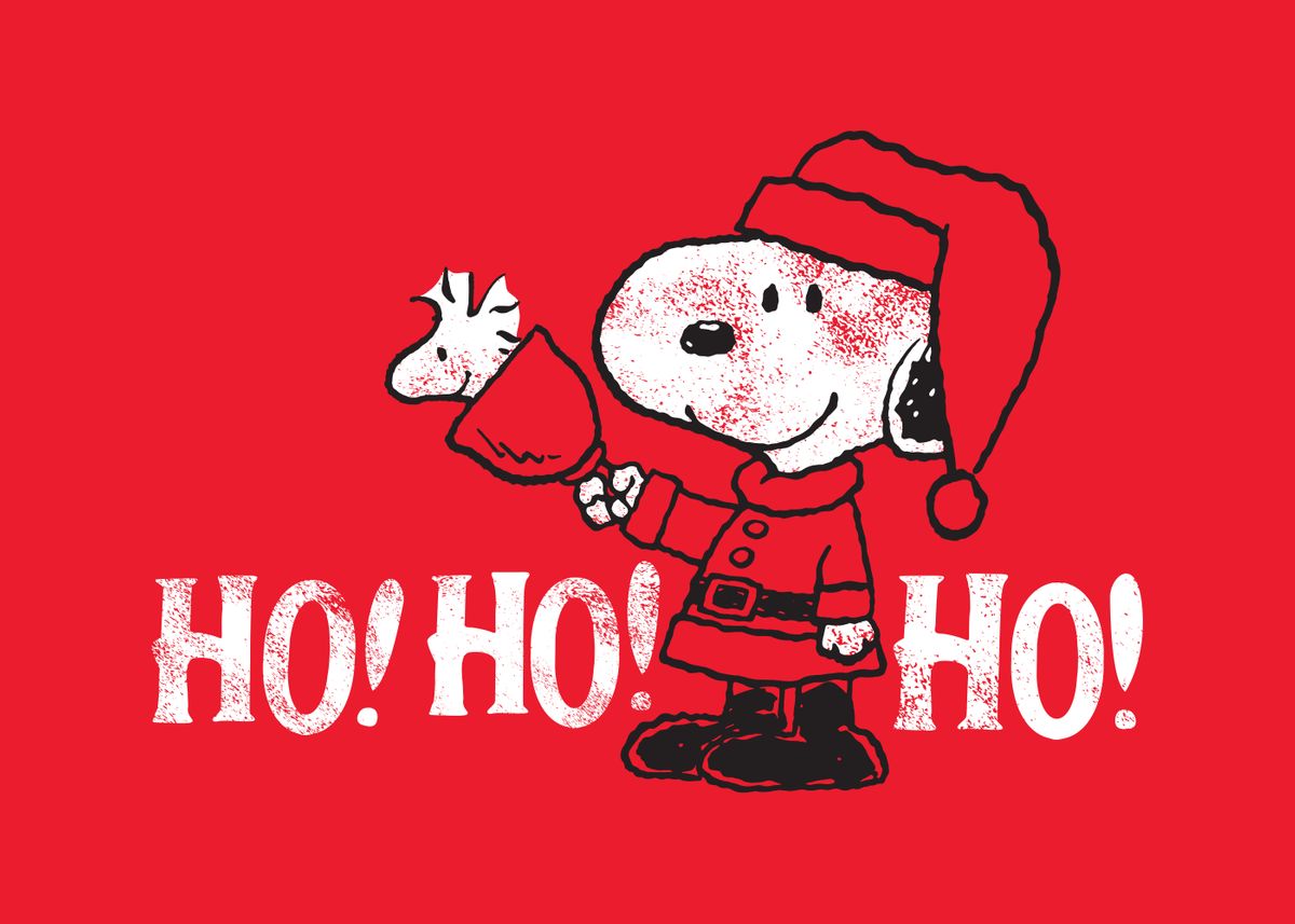 'Ho Ho Ho Snoopy Stamp' Poster, picture, metal print, paint by Peanuts ...