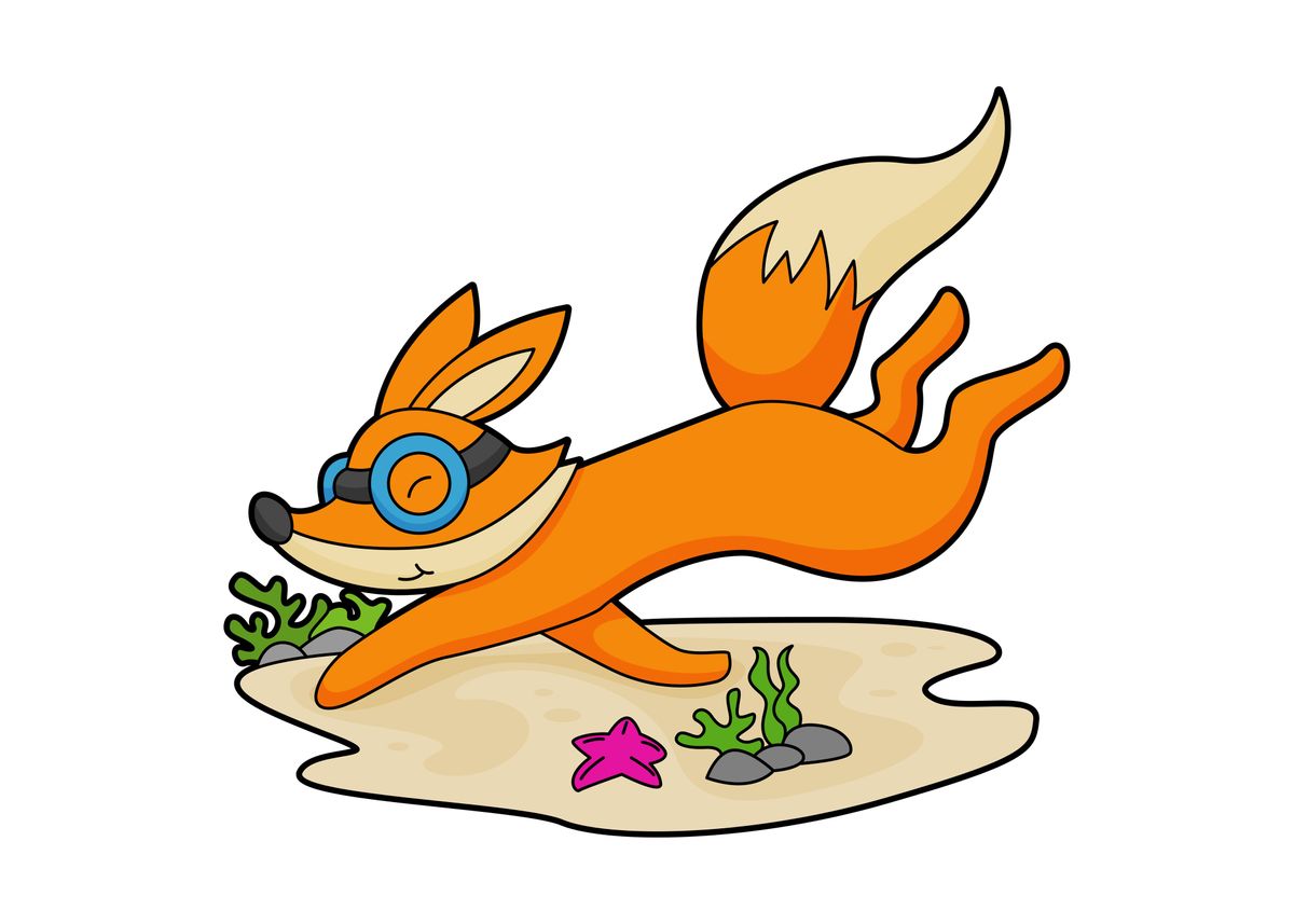 'Fox Diver Swimming goggles' Poster by Markus Schnabel | Displate