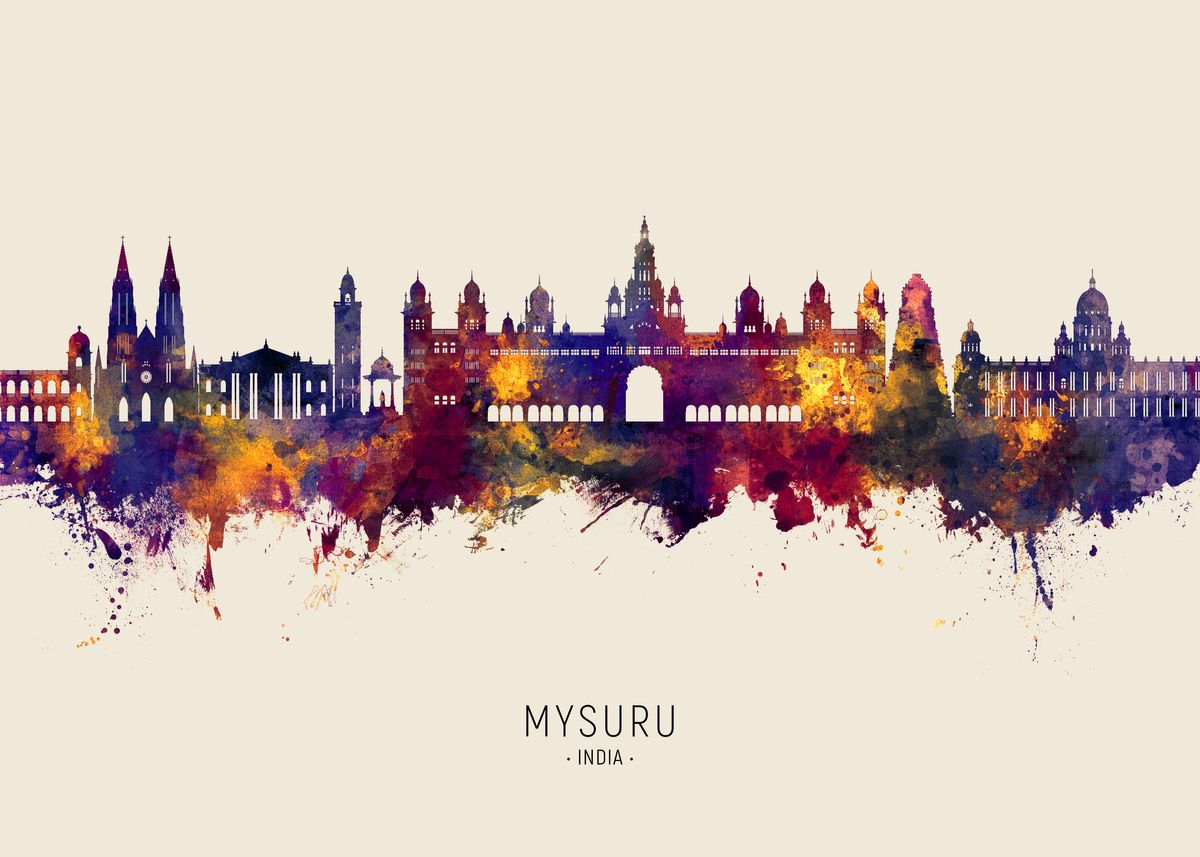 'Mysuru Skyline India' Poster, picture, metal print, paint by Michael ...
