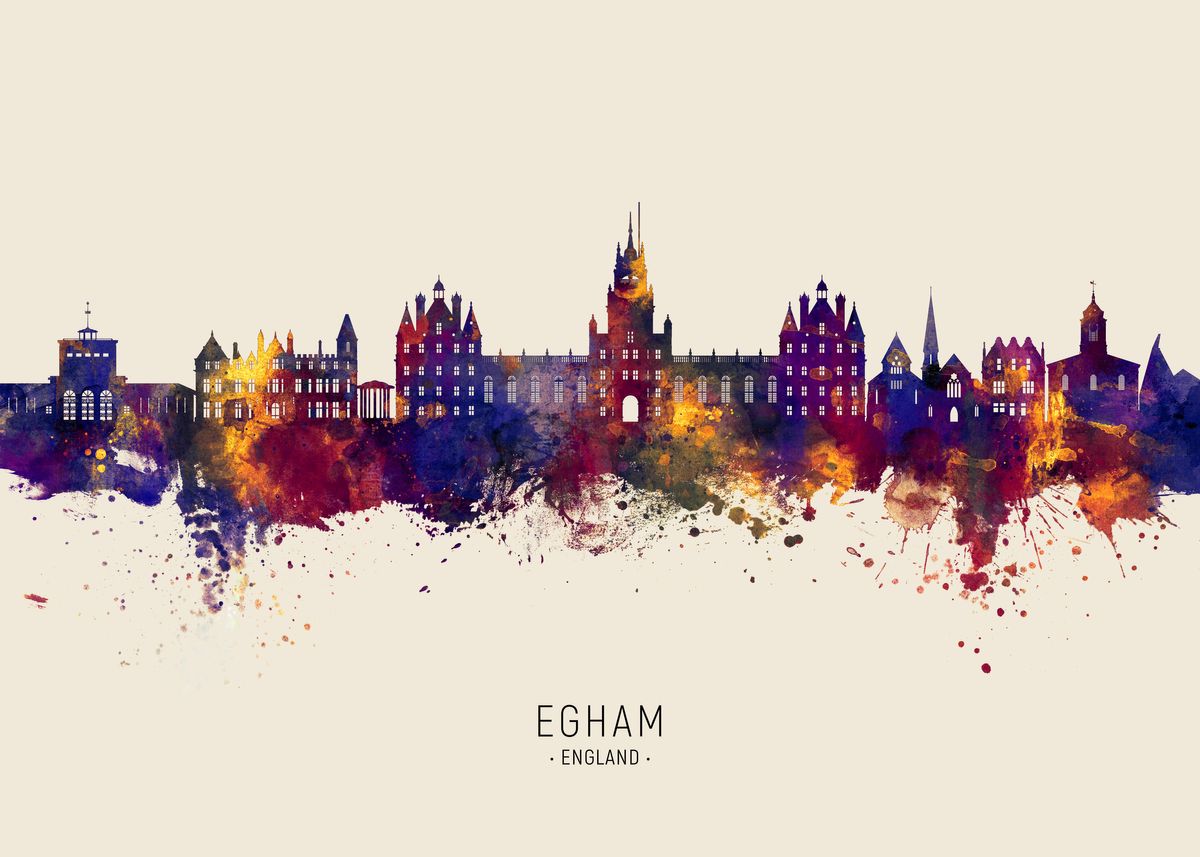 'Egham Skyline England' Poster, picture, metal print, paint by Michael ...