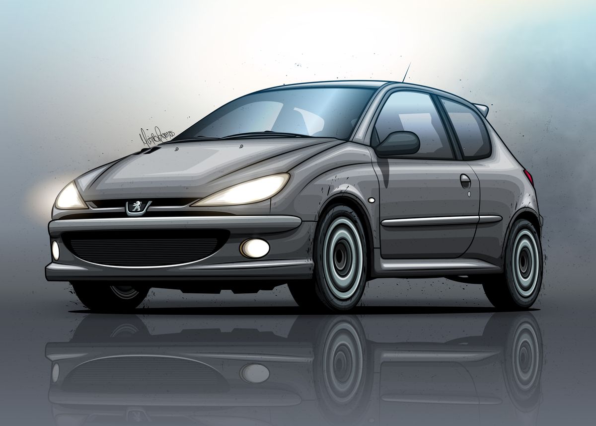 'Peugeot 206 Art in Gray' Poster, picture, metal print, paint by Mário ...