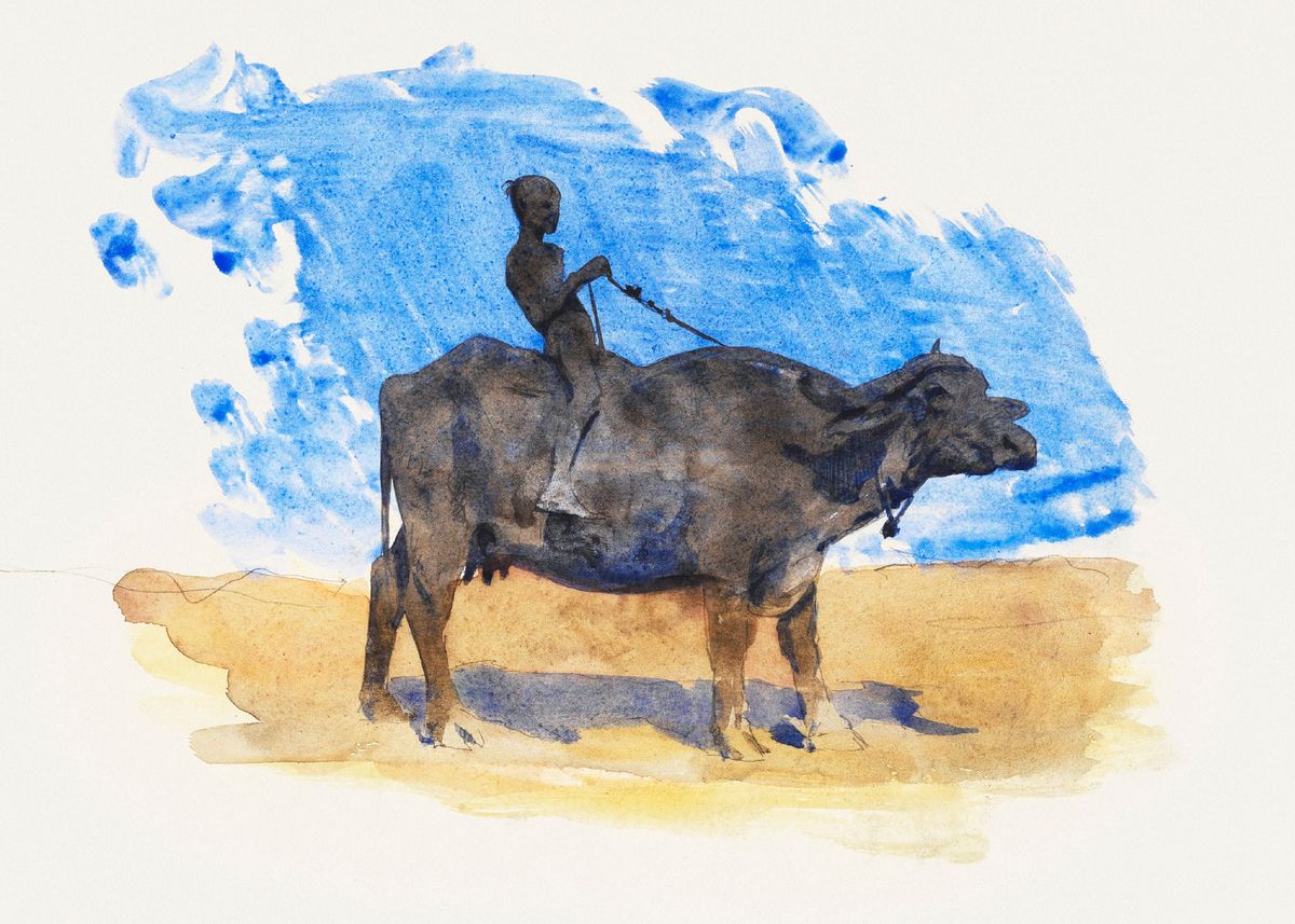 'Boy on Water Buffalo 1879' Poster, picture, metal print, paint by ...