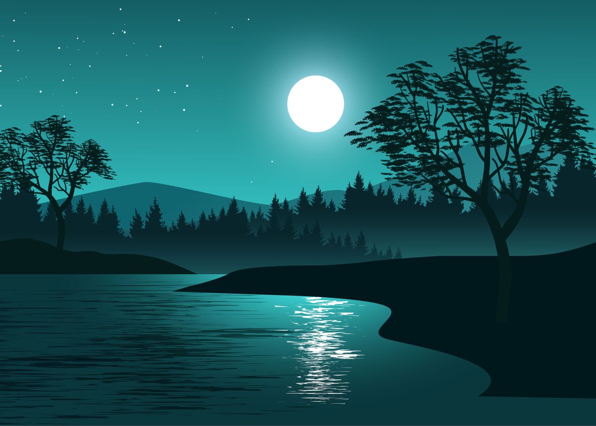 'Misty River' Poster, picture, metal print, paint by crbn design | Displate