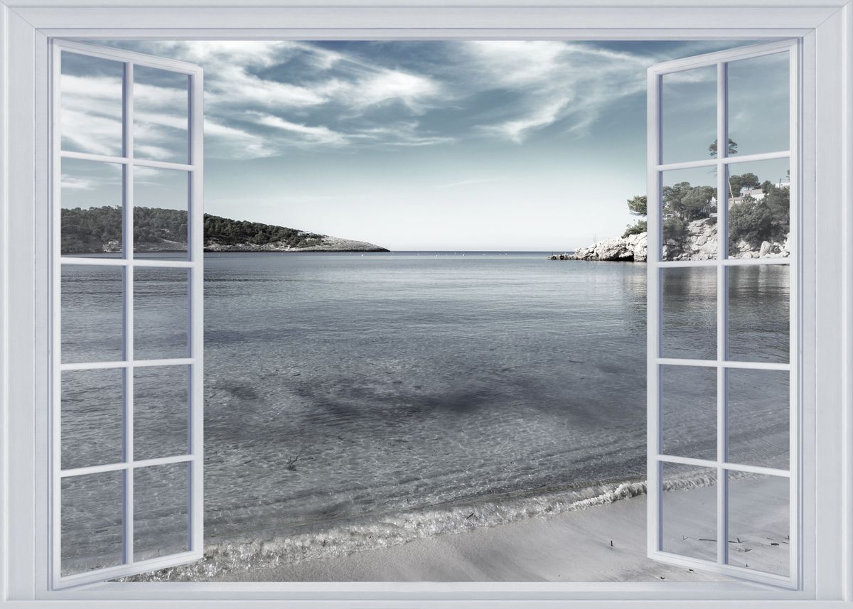 'Open window beach view' Poster, picture, metal print, paint by Vicen ...