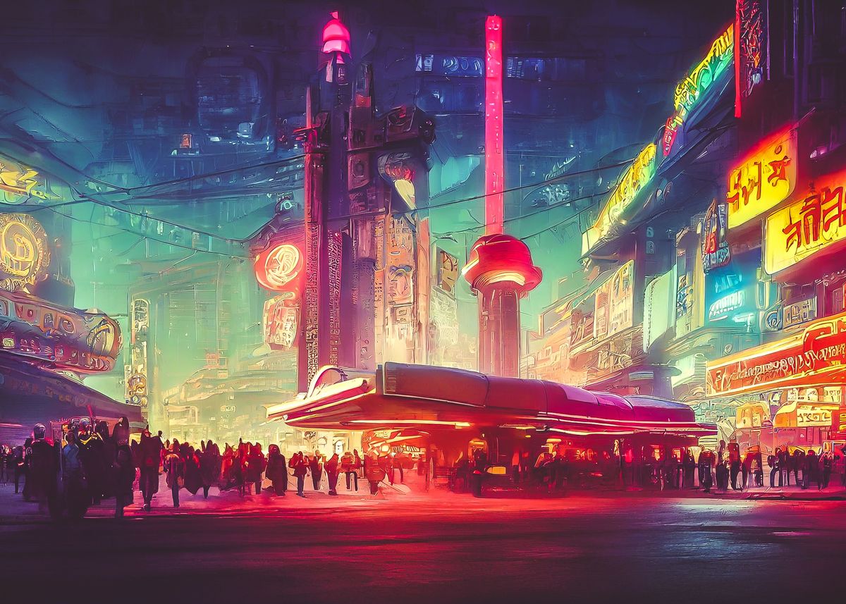 'Local cyberpunk diner ' Poster by Designersen | Displate