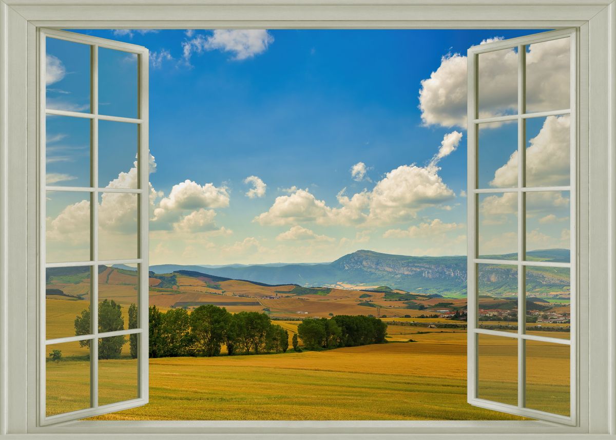 'Open window country view' Poster, picture, metal print, paint by Vicen ...