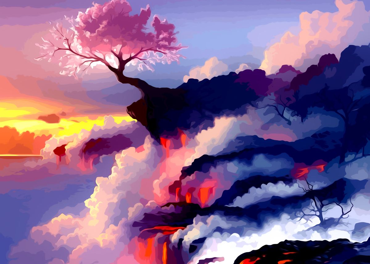 'Fantasy World' Poster, picture, metal print, paint by CyberGeek | Displate