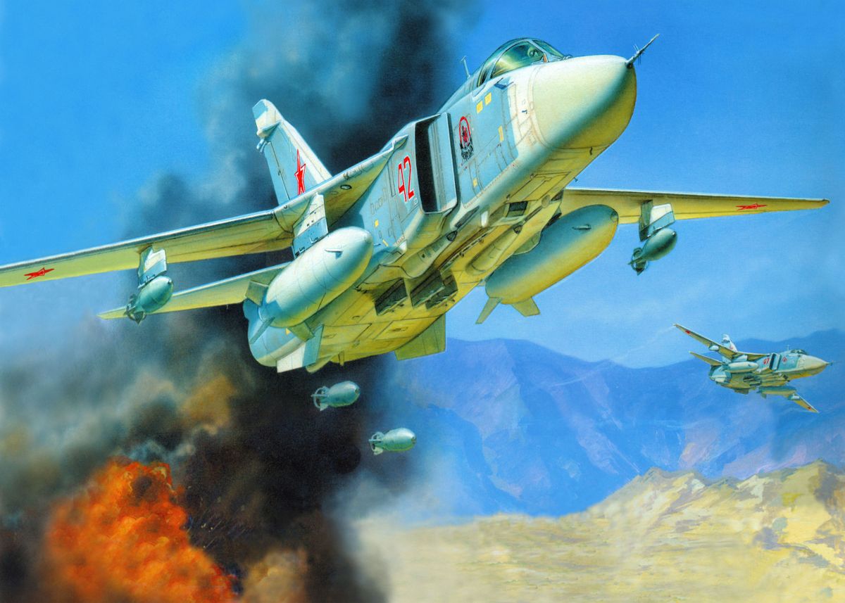 'Sukhoi Su24 Jet War' Poster, picture, metal print, paint by Maverick ...