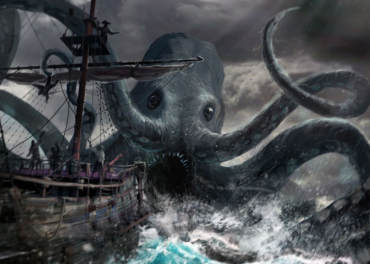 'Octopus Squid Monster ' Poster, picture, metal print, paint by Korban ...