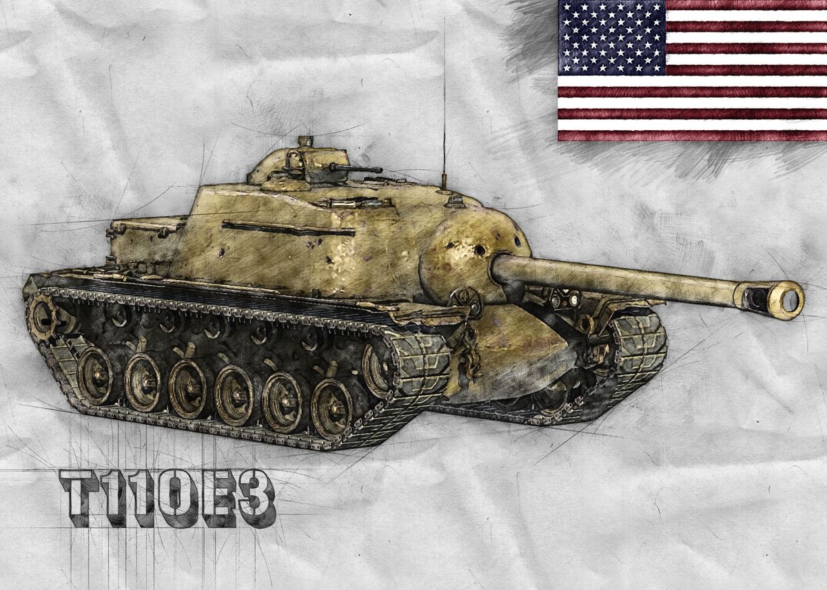 'T110E3' Poster, picture, metal print, paint by Pixxelworks Florian Schaller | Displate