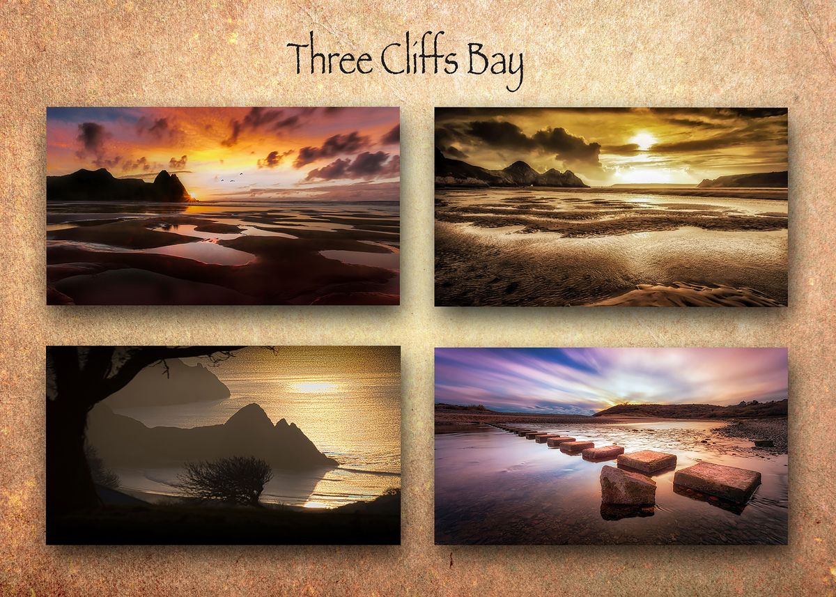 'Three Cliffs Bay' Poster by Leighton Collins | Displate