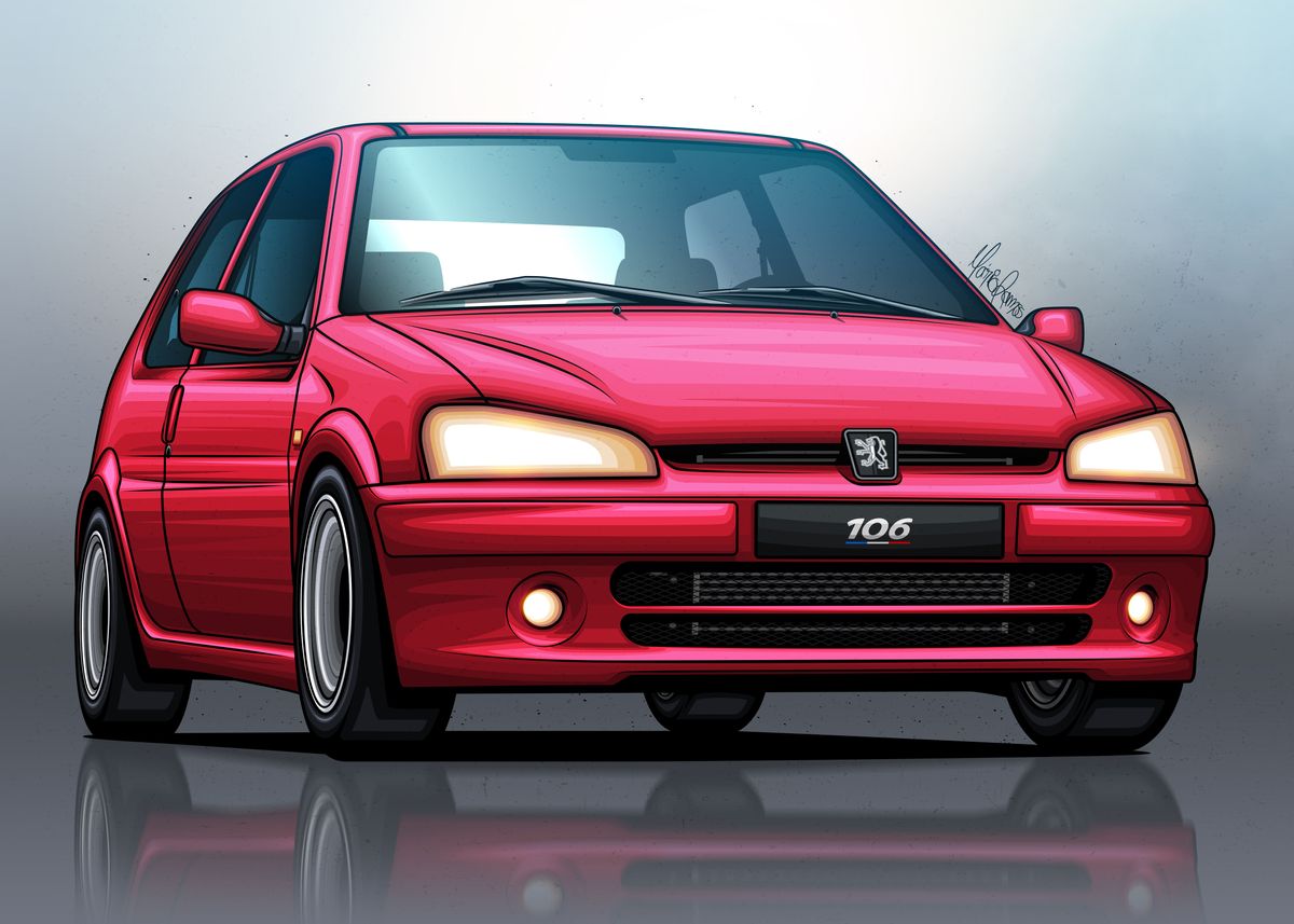 'Peugeot 106 Rallye GTI' Poster, picture, metal print, paint by Mário ...
