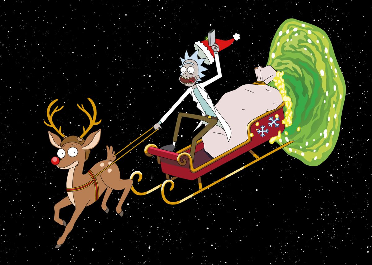 'Santa Rick' Poster, picture, metal print, paint by Rick and Morty | Displate
