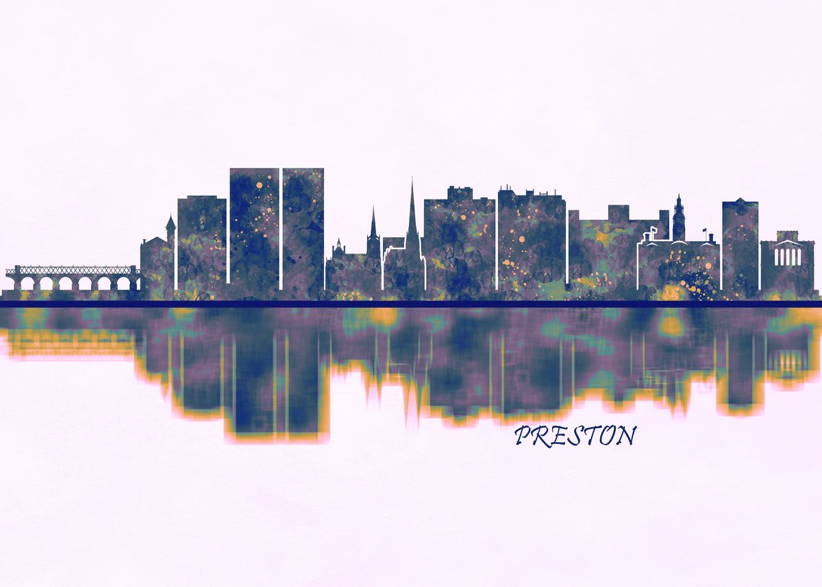 'Preston Skyline' Poster, picture, metal print, paint by Towseef Dar ...