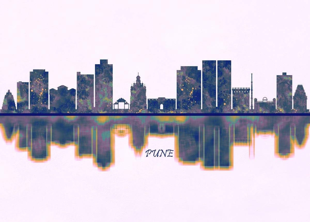 'Pune Skyline' Poster, picture, metal print, paint by Towseef Dar ...