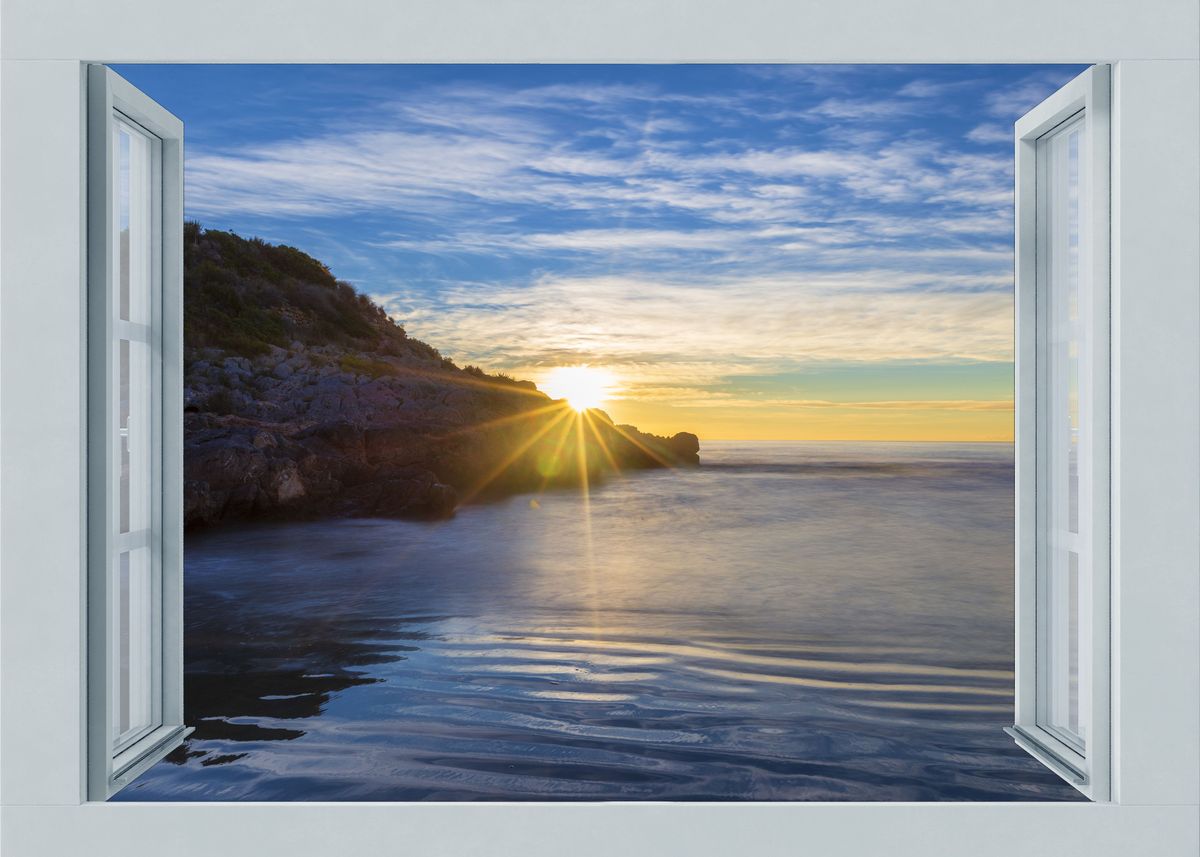 'Open window beach view' Poster, picture, metal print, paint by Vicen ...