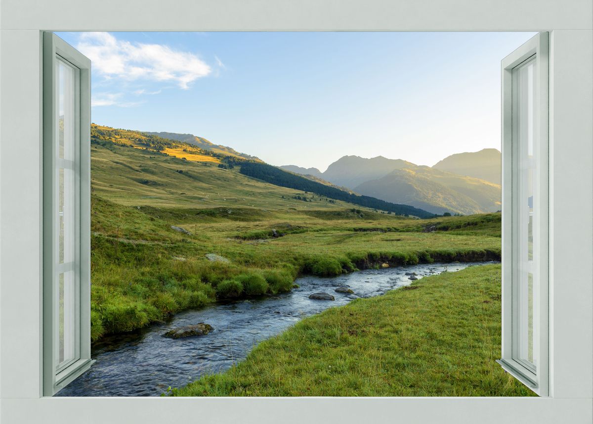 'Open window river view' Poster, picture, metal print, paint by Vicen ...
