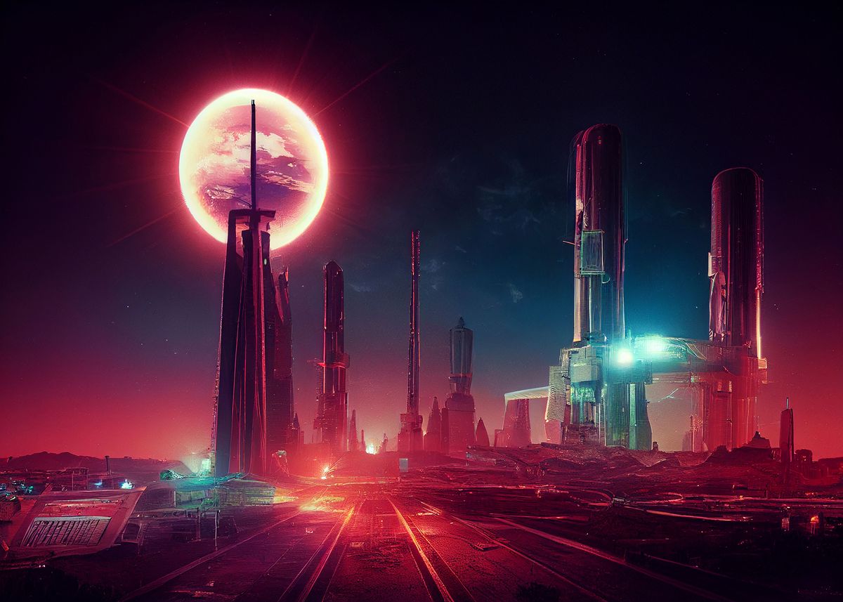 'Cyberpunk neon night ' Poster by 80s Retro | Displate