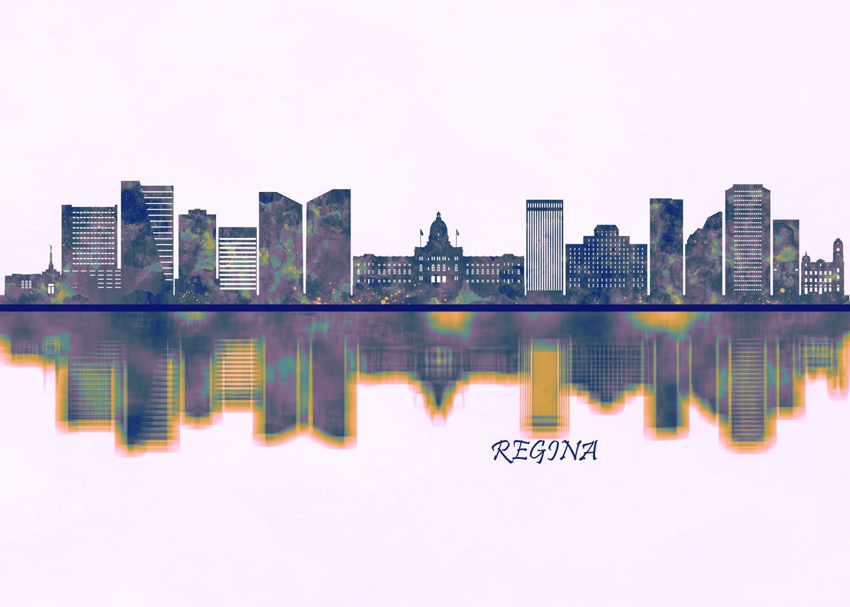 'Regina Skyline' Poster, picture, metal print, paint by Towseef Dar ...