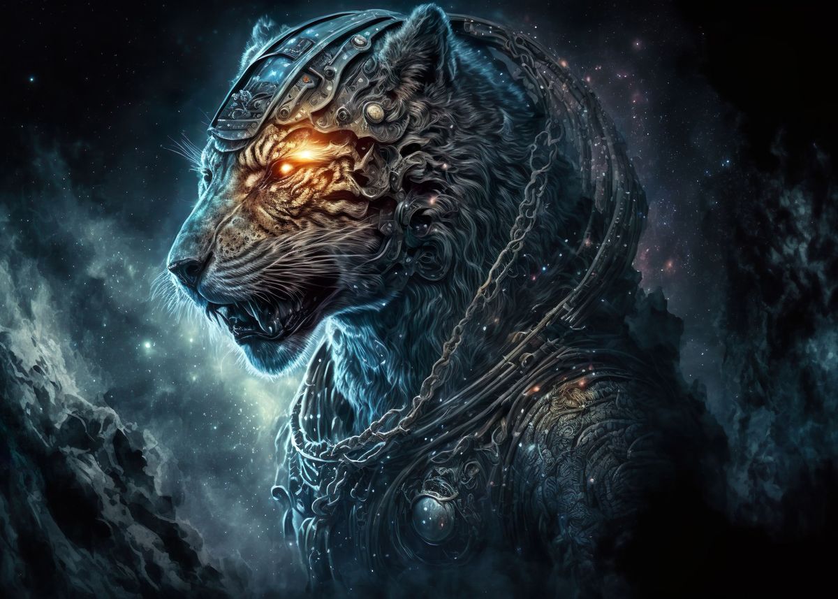 'Celestial Tiger' Poster, picture, metal print, paint by GLITCHED ART ...