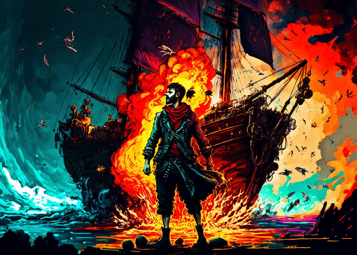 'Pirate standing ' Poster, picture, metal print, paint by Coffee Design ...